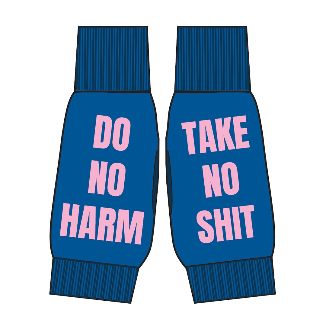 Do No Harm Take No Shit Wrist Warmers in Clíona – Black & Beech