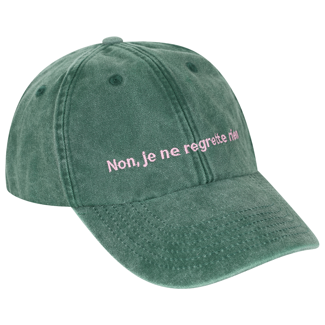 Non, Je Ne Regrette Rien Baseball Cap in Stonewash Green – Black & Beech