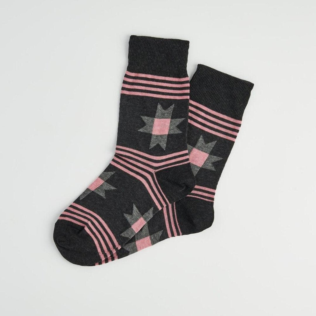 Patchwork Folk Socks – Black & Beech