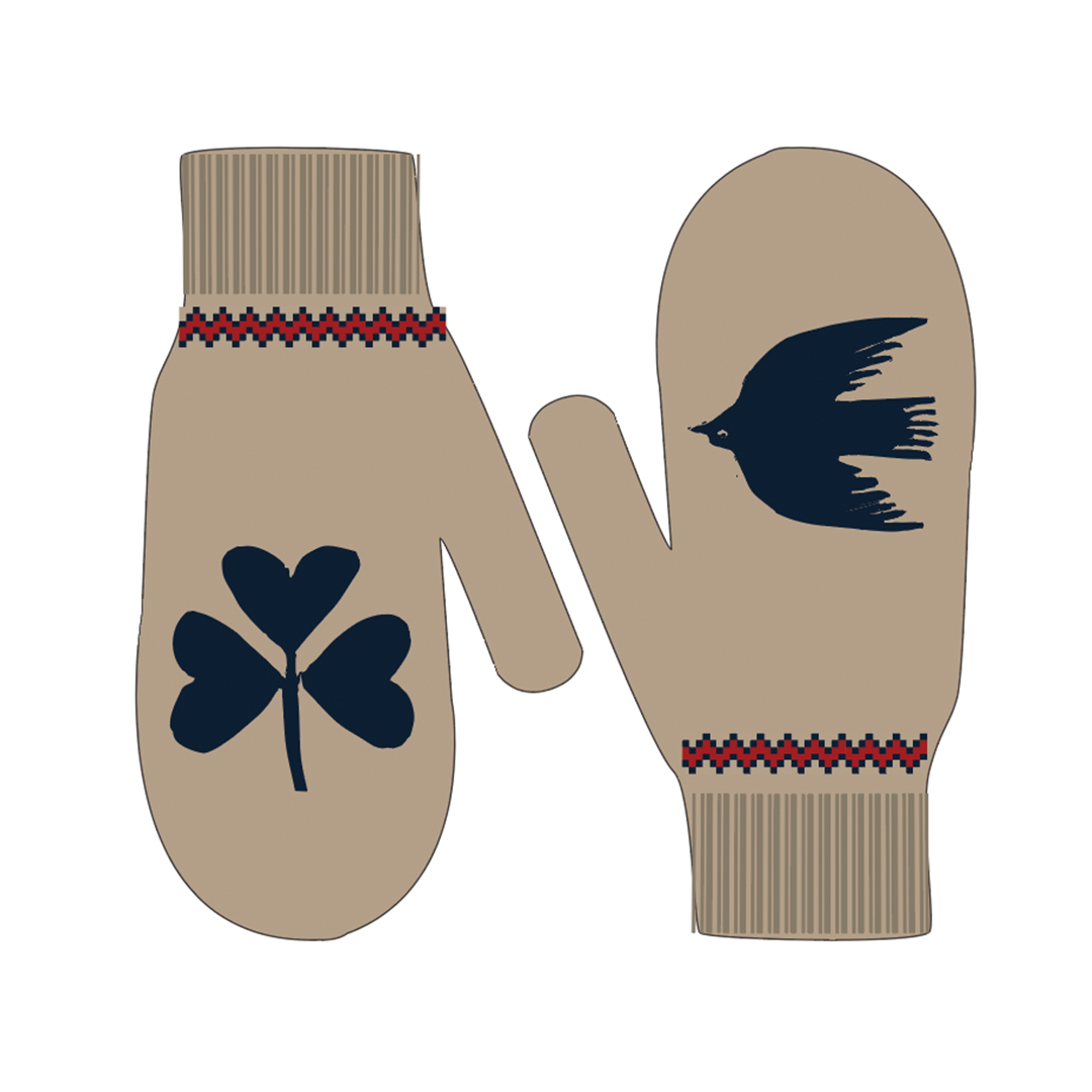 Morrígan Reversible Mittens in Oat – Black & Beech