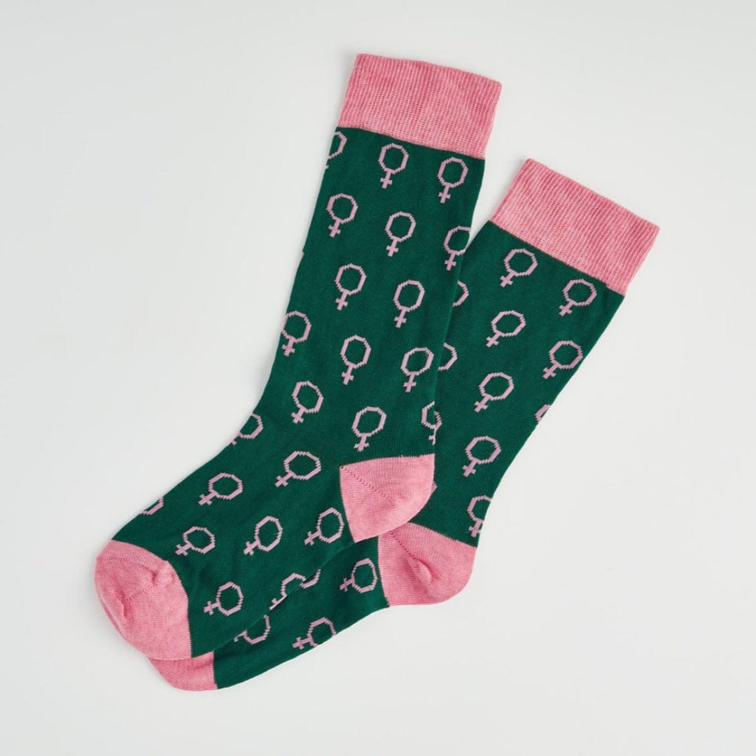 VENUS motif feminist socks – Black & Beech